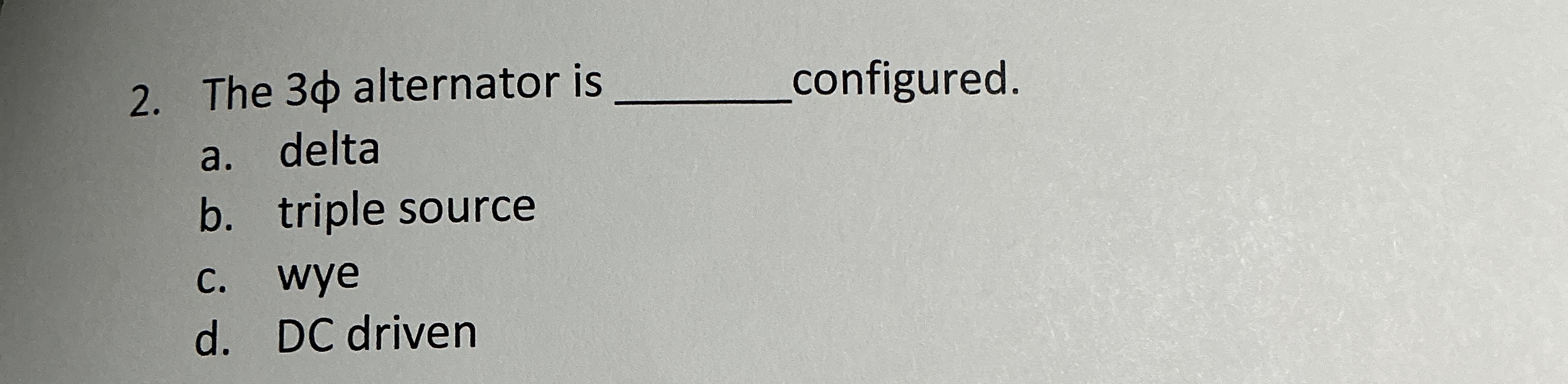 Solved The 3φ ﻿alternator is q, ﻿configured.a. ﻿deltab. | Chegg.com