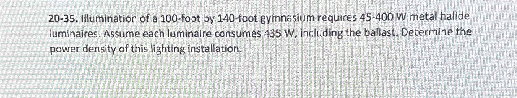 Solved 20-35. ﻿Illumination of a 100-foot by 140 -foot | Chegg.com