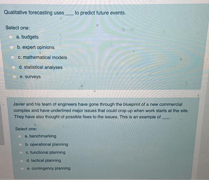 Solved Qualitative forecasting uses ____ to predict future | Chegg.com