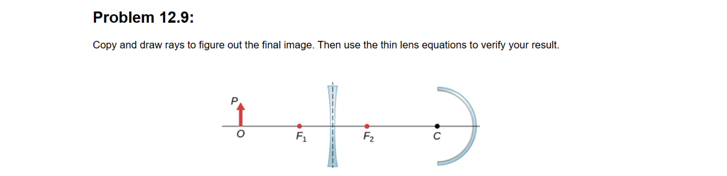 Solved Problem 12.9:Copy and draw rays to ﻿figure out the | Chegg.com