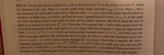Solved 6.23 *** An aircraft whose airspeed is w, has to fly | Chegg.com