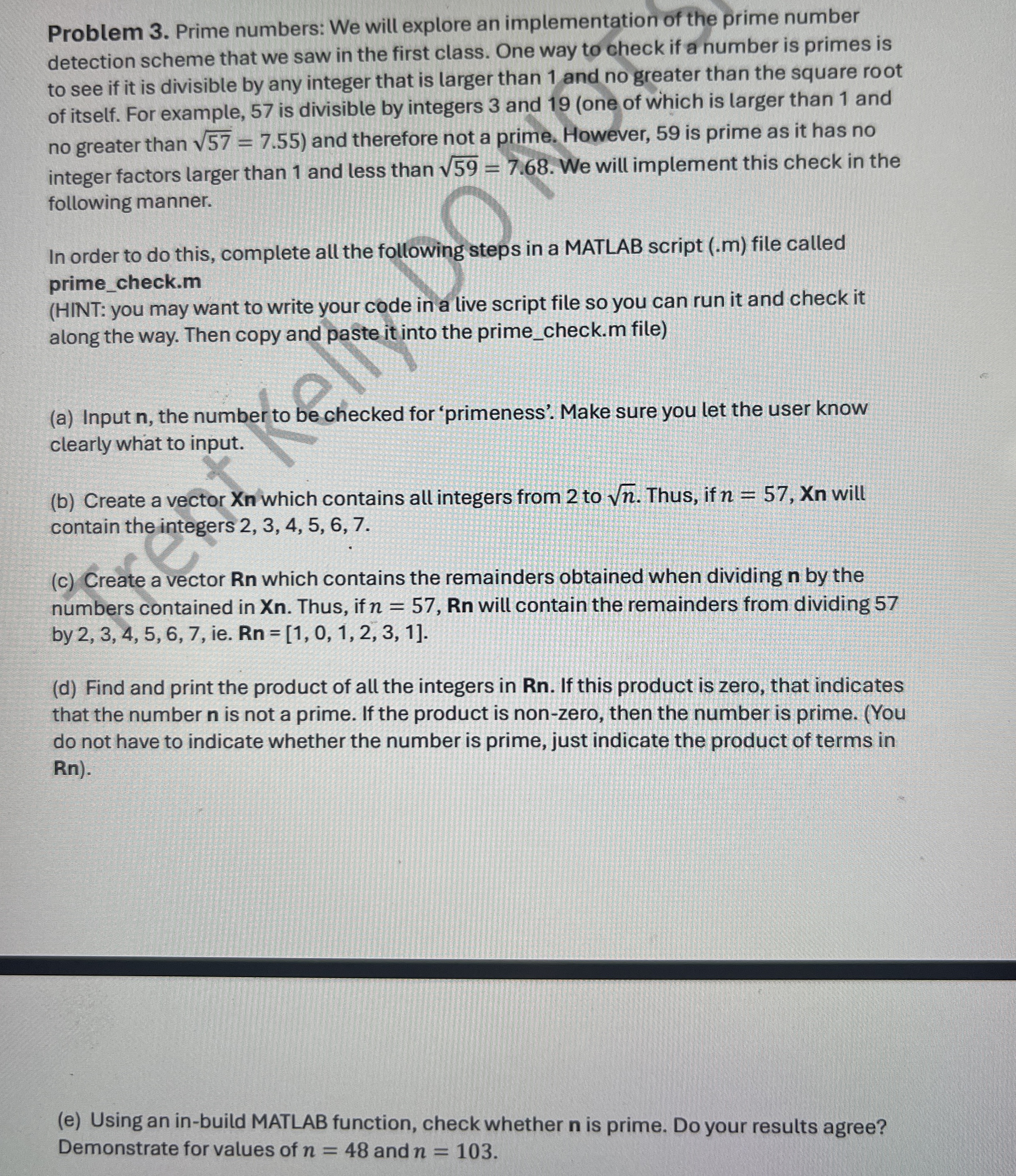 Solved Problem 3. ﻿Prime numbers: We will explore an | Chegg.com