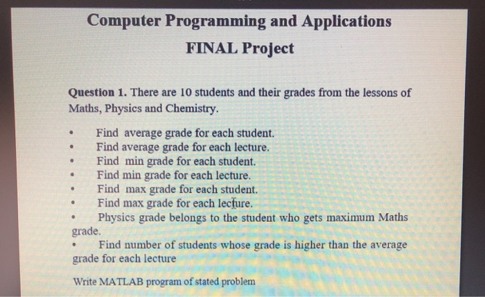 Solved Computer Programming and Applications FINAL Project . | Chegg.com