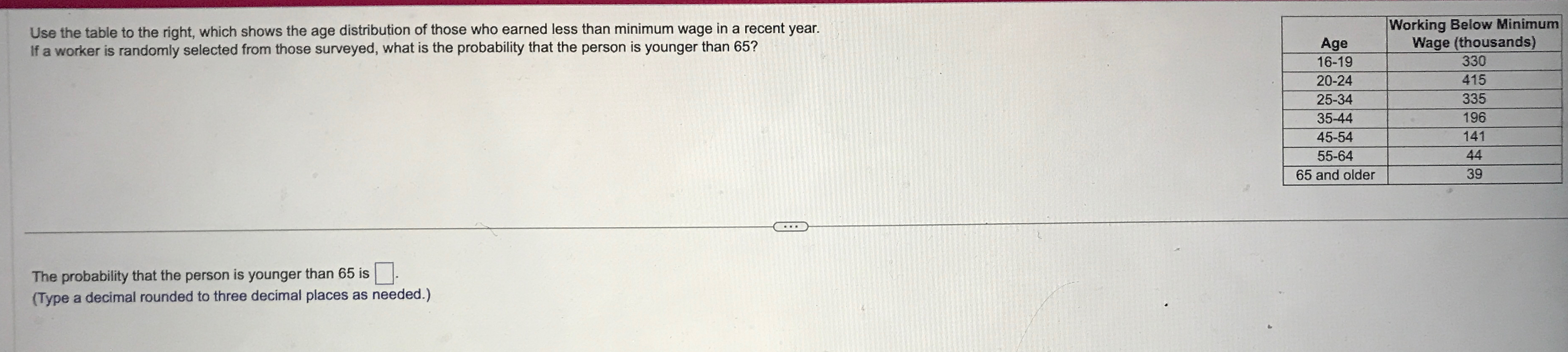 Solved Use the table to the right, which shows the age | Chegg.com