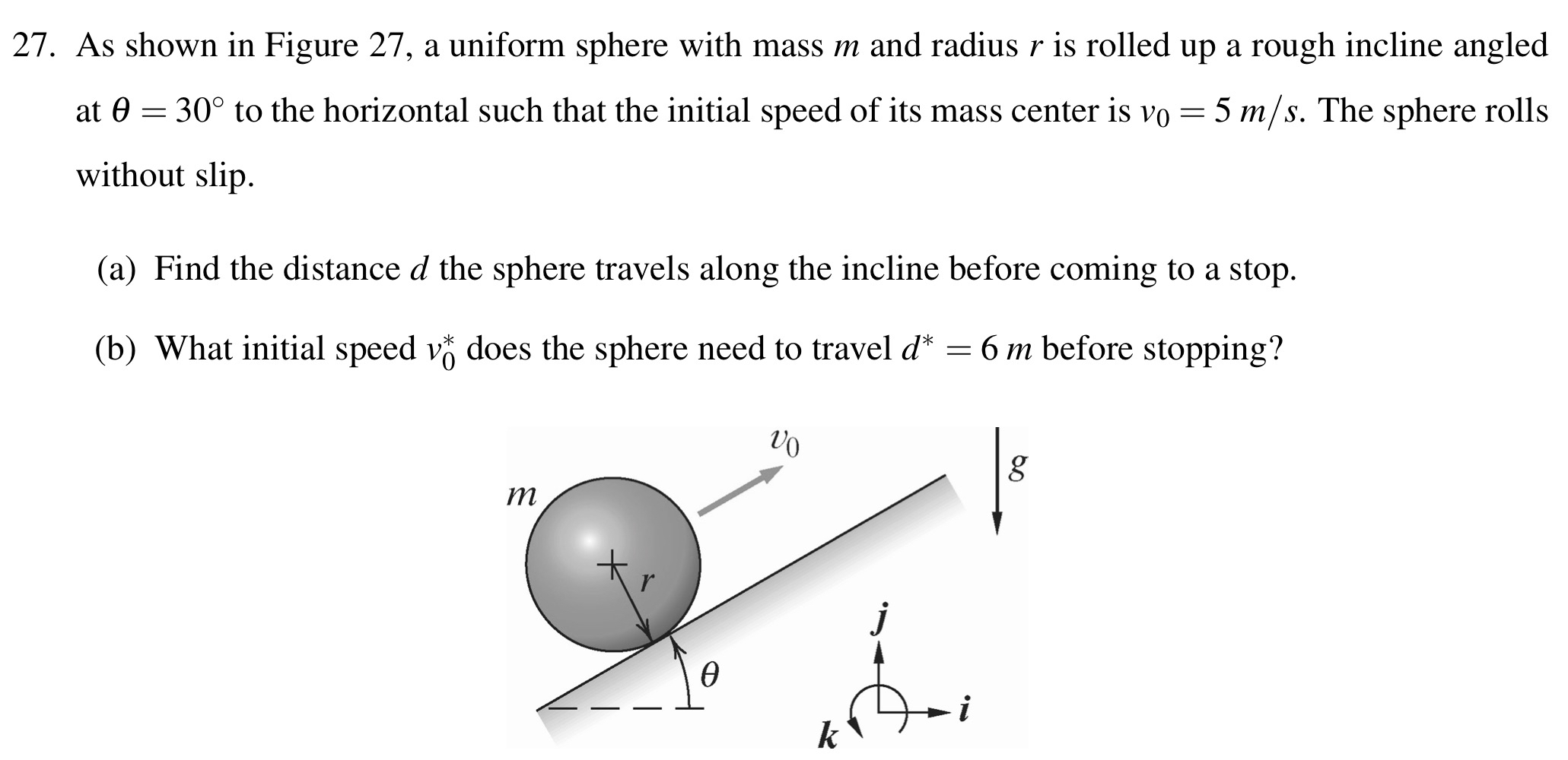 Solved As shown in Figure 27, ﻿a uniform sphere with mass m | Chegg.com