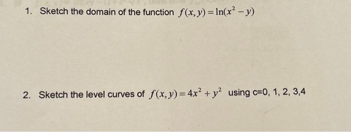 Solved 1. Sketch the domain of the function f(x,y)=ln(x2−y) | Chegg.com