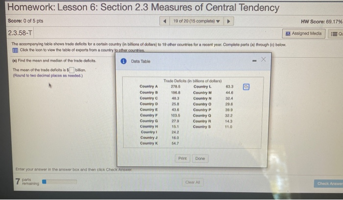 Solved Homework: Lesson 6: Section 2.3 Measures of Central | Chegg.com