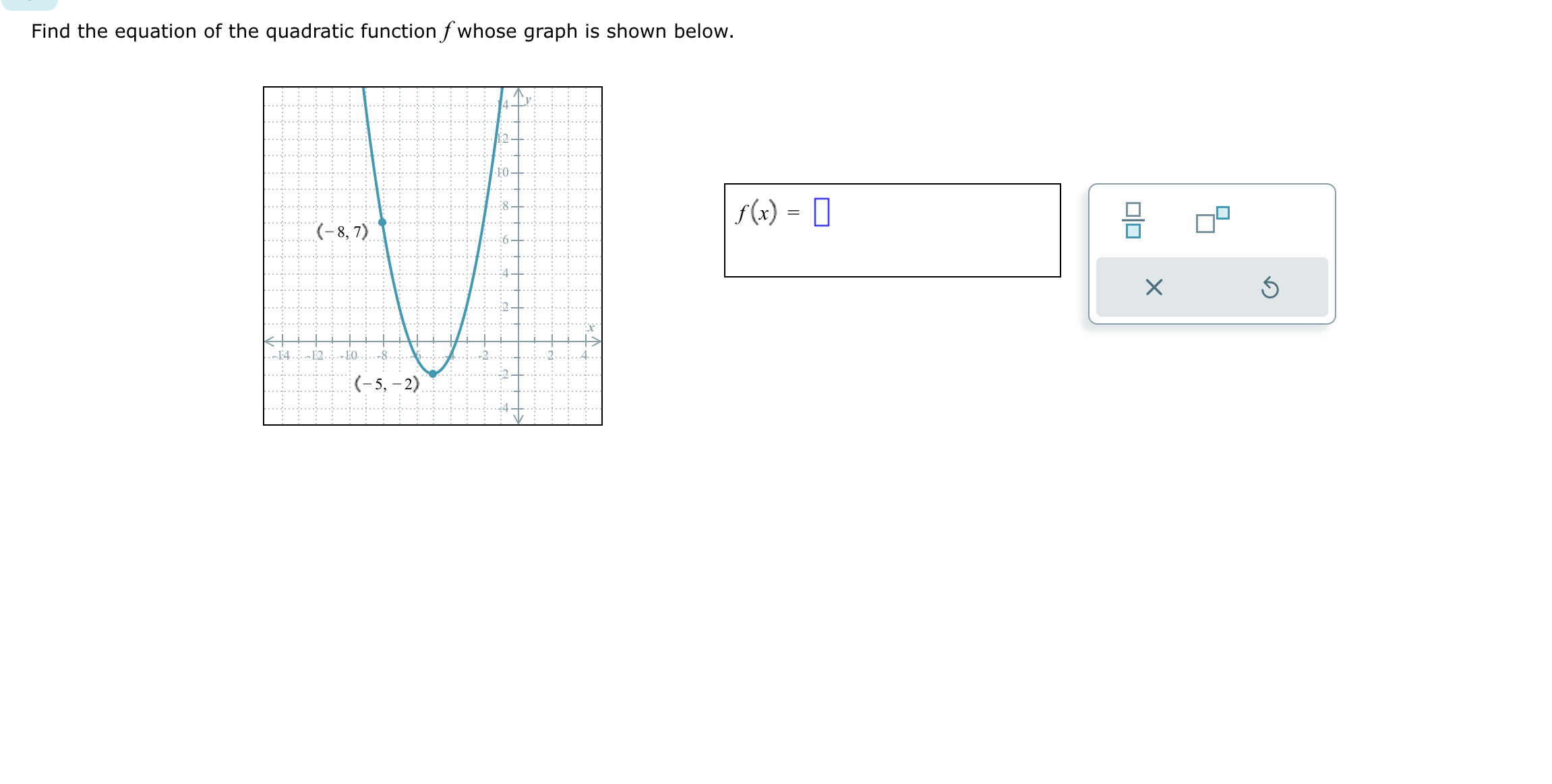 Solved Find The Equation Of The Quadratic Function F ﻿whose 