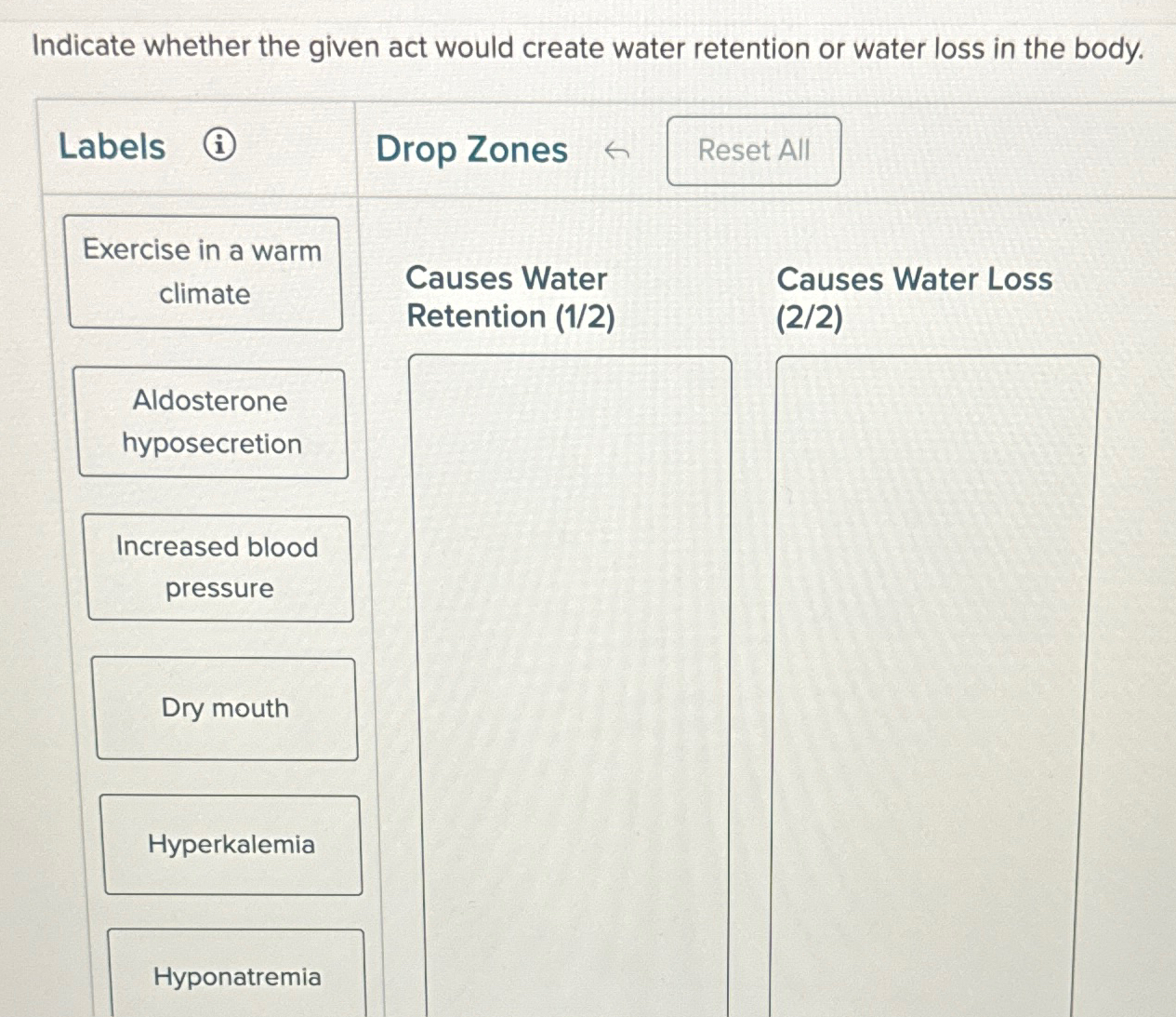 Solved Indicate whether the given act would create water | Chegg.com