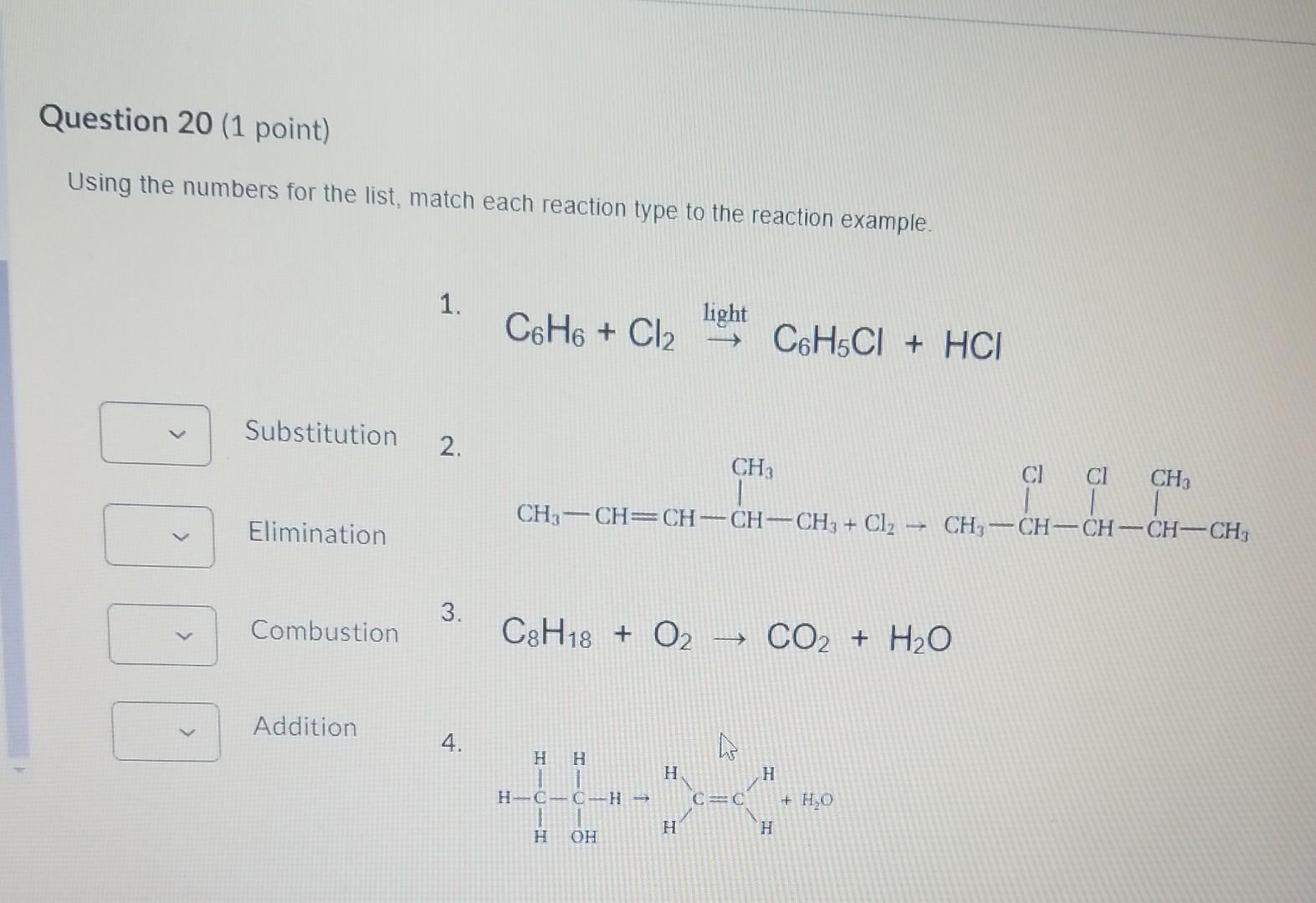 Solved Using the numbers for the list, match each reaction | Chegg.com
