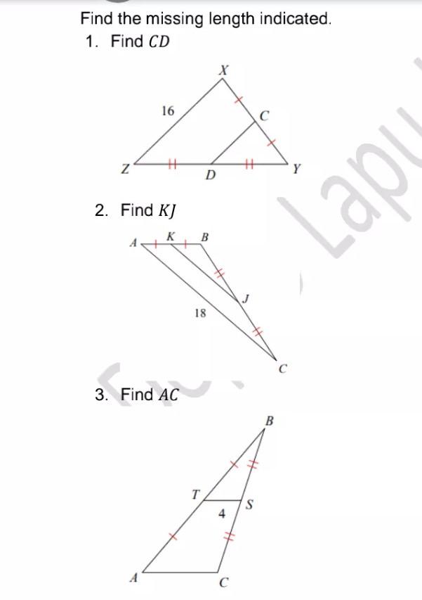 Solved Find the missing length indicated. 1. Find CD X 16 C | Chegg.com