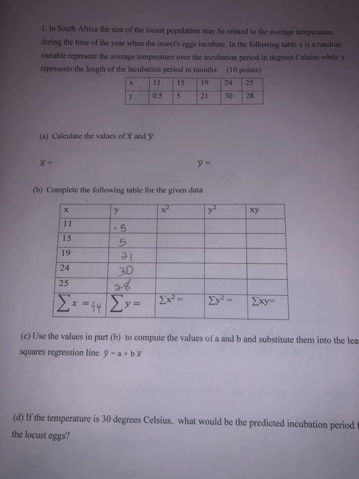 Solved 1. In South Africa the size of the locust population | Chegg.com