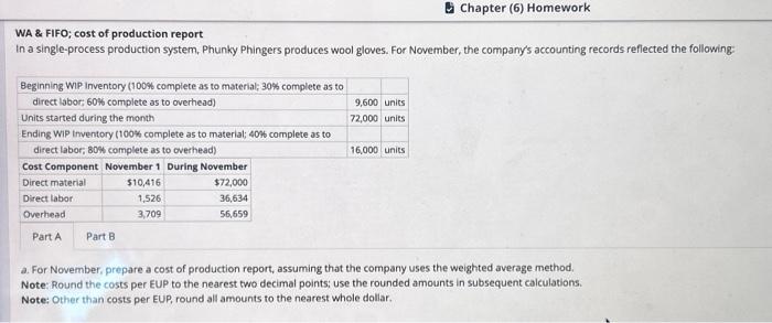 WA \& FIFO; cost of production report In a | Chegg.com
