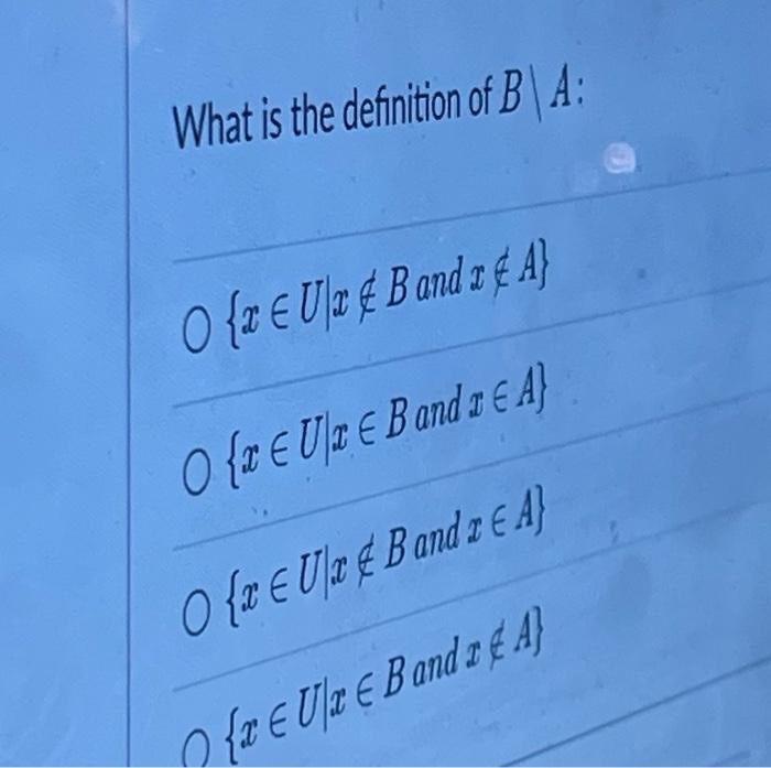 Solved What is the definition of BA: Ofre Ur & Bandz A} O {z | Chegg.com