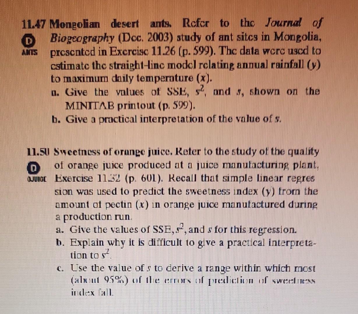 11.47 Mongolian desert ants, Rofor to the Jounal of | Chegg.com