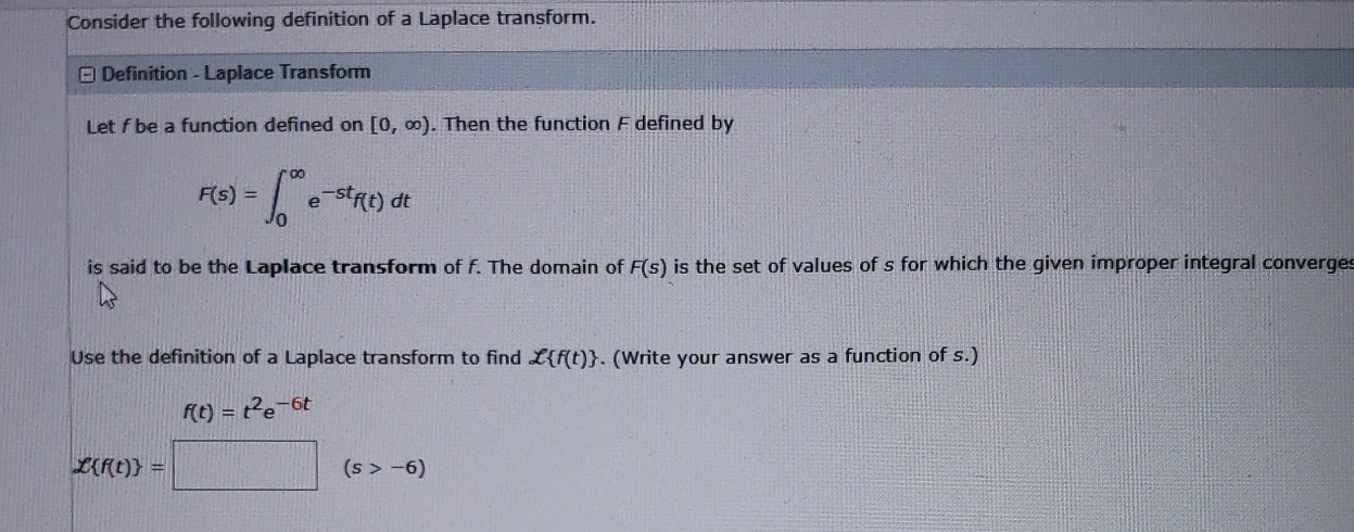 Solved Consider the following definition of a Laplace | Chegg.com