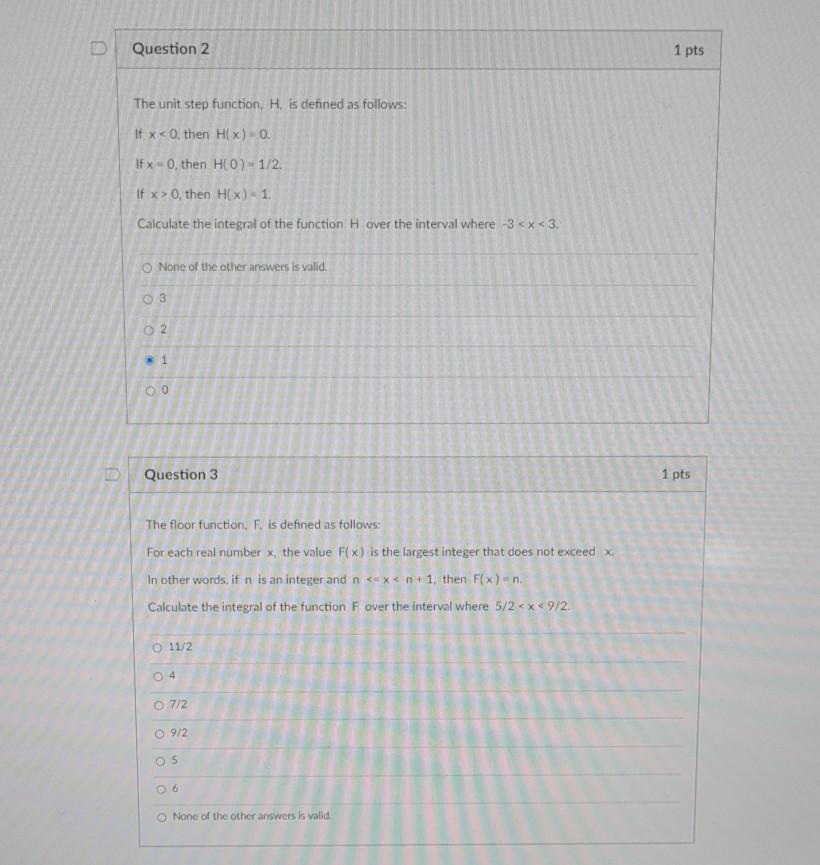 Solved 0 Question 2 1 Pts The Unit Step Function H Is