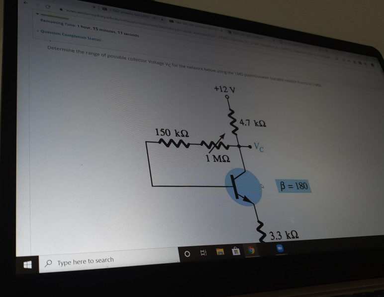 Solved determine the range of possible collector voltage Vc | Chegg.com