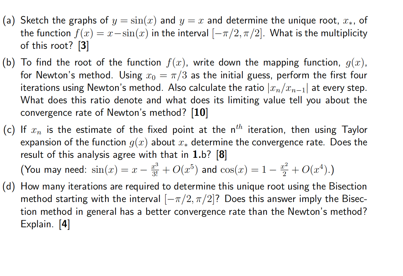 Solved (a) ﻿Sketch the graphs of y=sin(x) ﻿and y=x ﻿and | Chegg.com