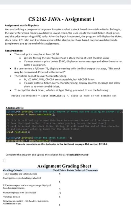 Solved You are building a program to help new investors | Chegg.com