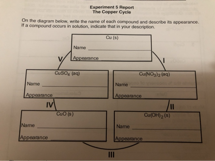Solved Experiment 5 Report The Copper Cycle On the diagram | Chegg.com