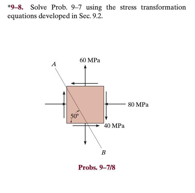 Solved *9-8. Solve Prob. 9-7 using the stress transformation | Chegg.com