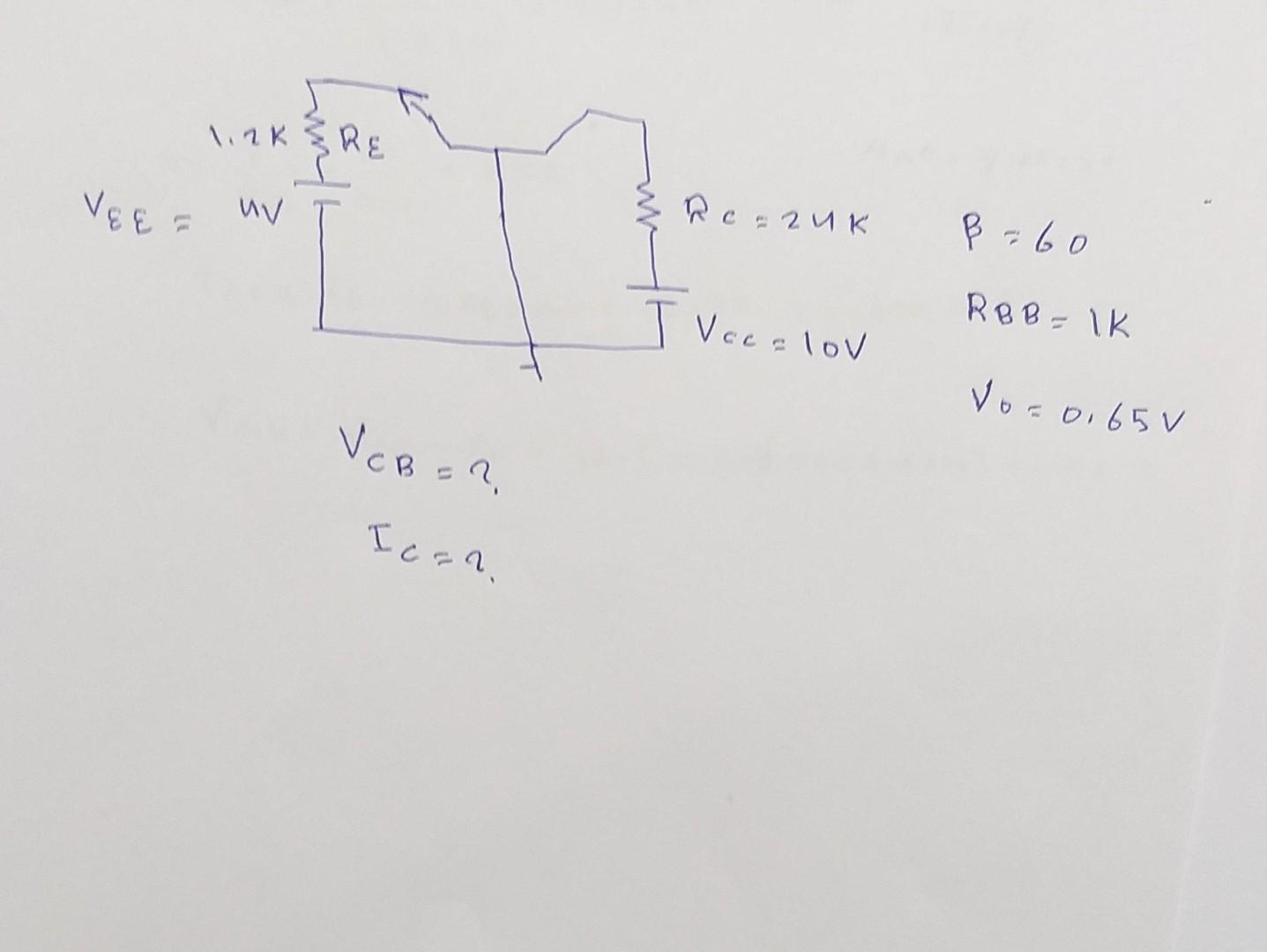 Solved β=60 RBB=1 K V0=0.65 V | Chegg.com