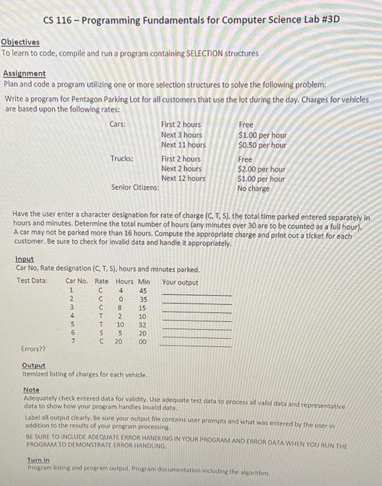 Solved Cs 116 Programming Fundamentals For Computer