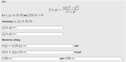 Solved Let f(x, y) = xy(x2-y2)/x2+y2 if (x, y) (0,0) and | Chegg.com