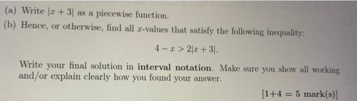 Solved (a) Write 1x +3 as a piecewise function. (b) Hence, | Chegg.com