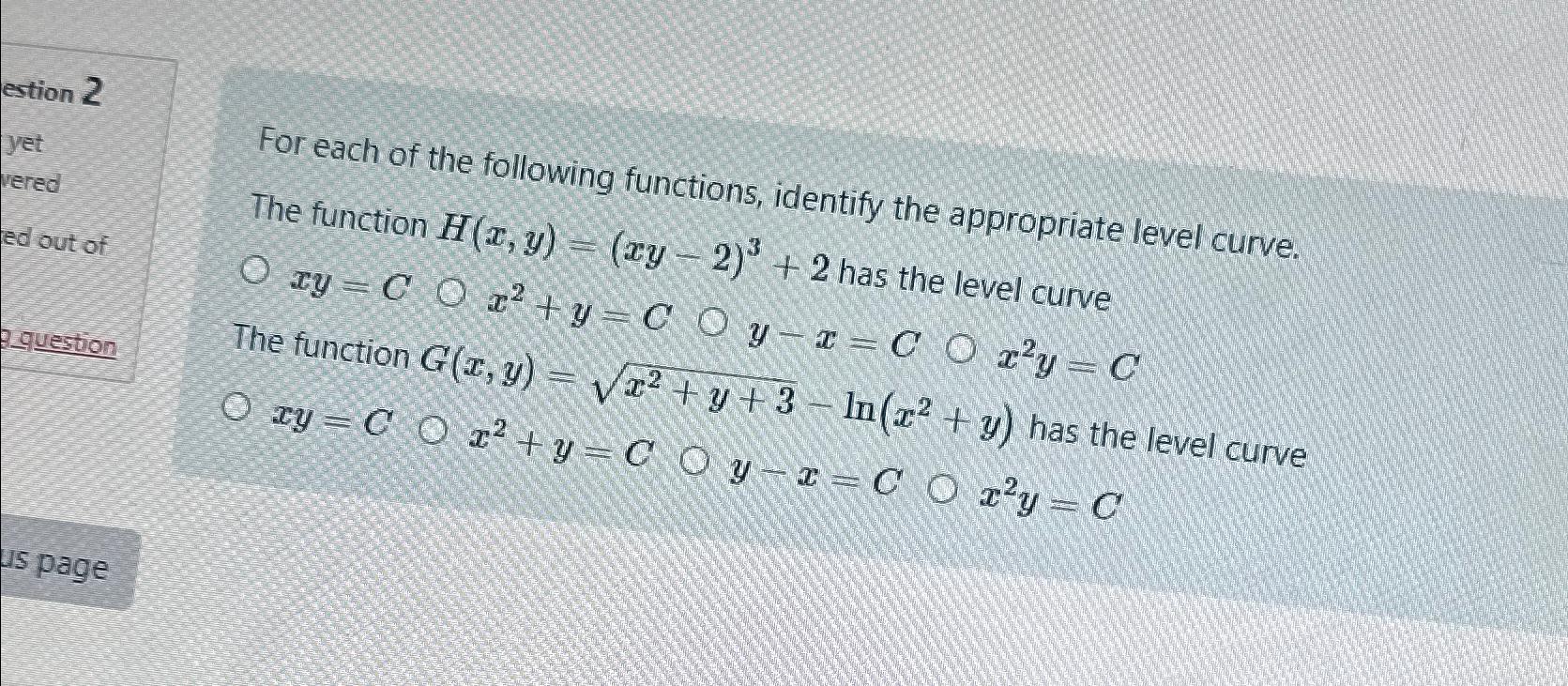Solved For each of the following functions, identify the | Chegg.com