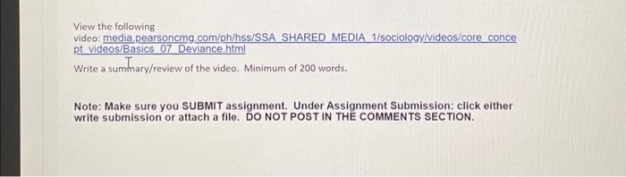 View the following video: | Chegg.com