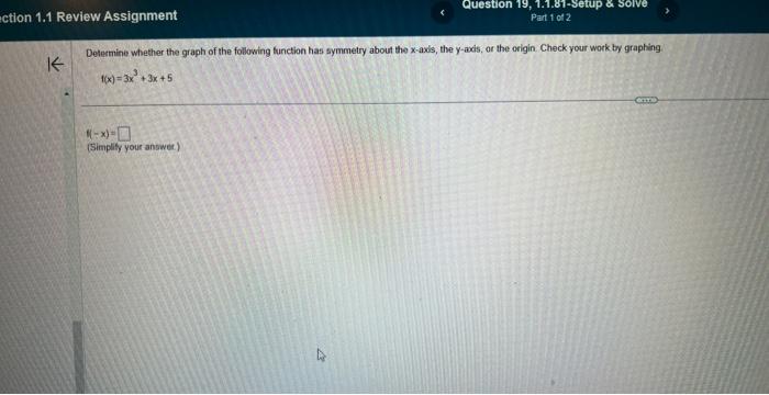 Solved Determine whether the graph of the following function | Chegg.com