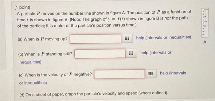 Solved (1 point) A particle P moves on the number line shown | Chegg.com