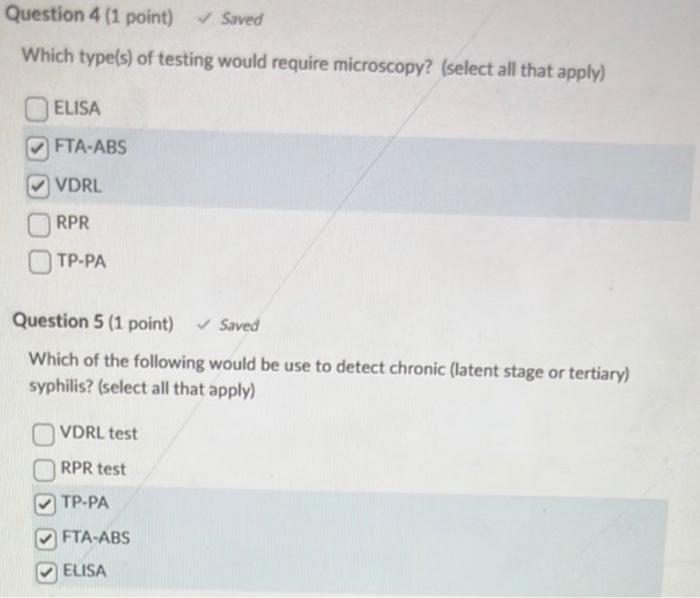 Solved If the RPR assay is positive, which of the following | Chegg.com