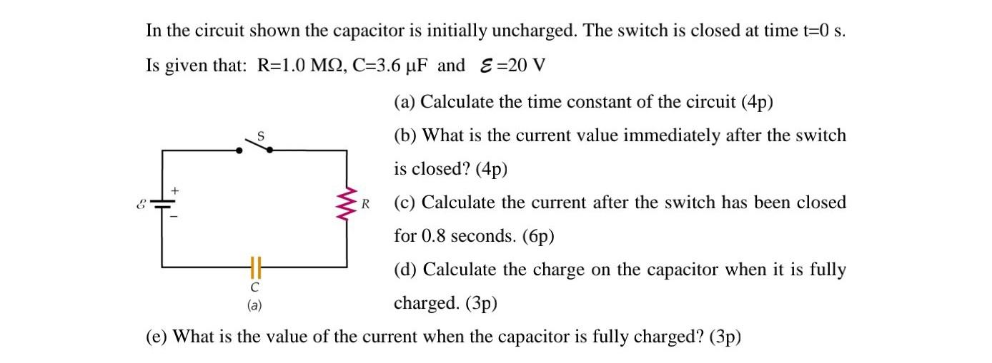 Solved In the circuit shown the capacitor is initially | Chegg.com