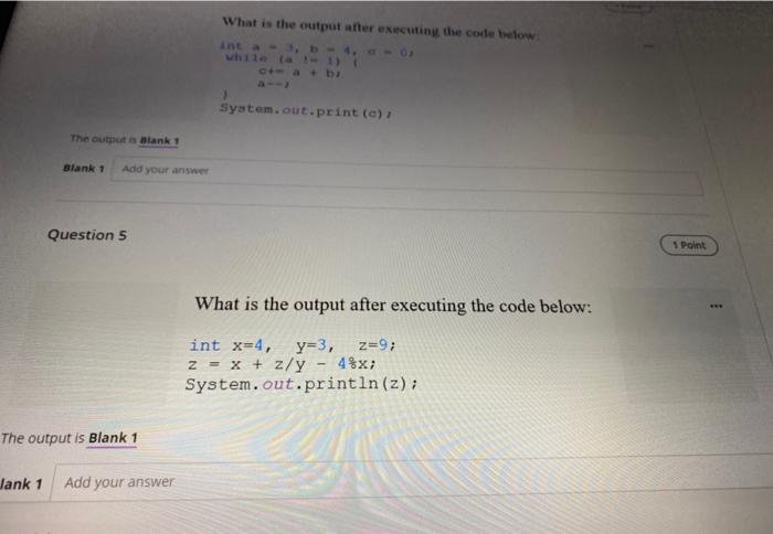 Solved What is the output after executing the code below | Chegg.com