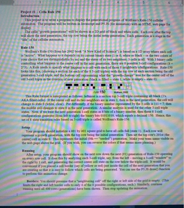 12 Project #1 - Cella Rule 150 Introduction This | Chegg.com