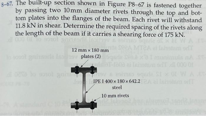 Solved 8−67. The built-up section shown in Figure P8-67 is | Chegg.com