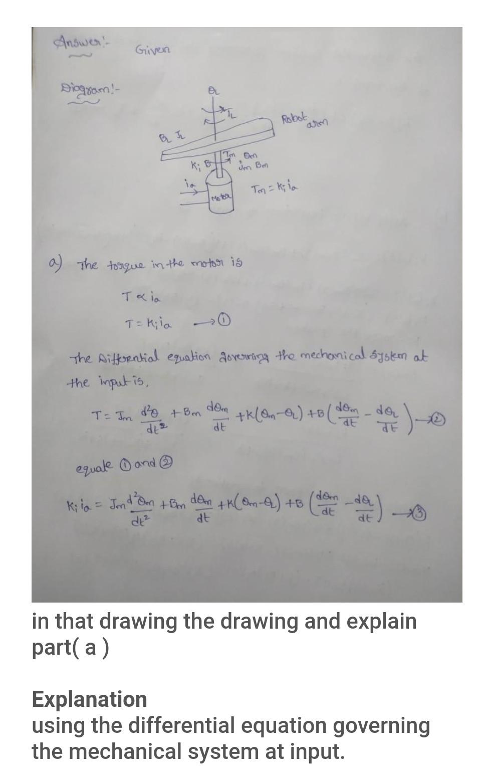 Solved Q3) (10 marks) The linearized model of a Robot arm | Chegg.com