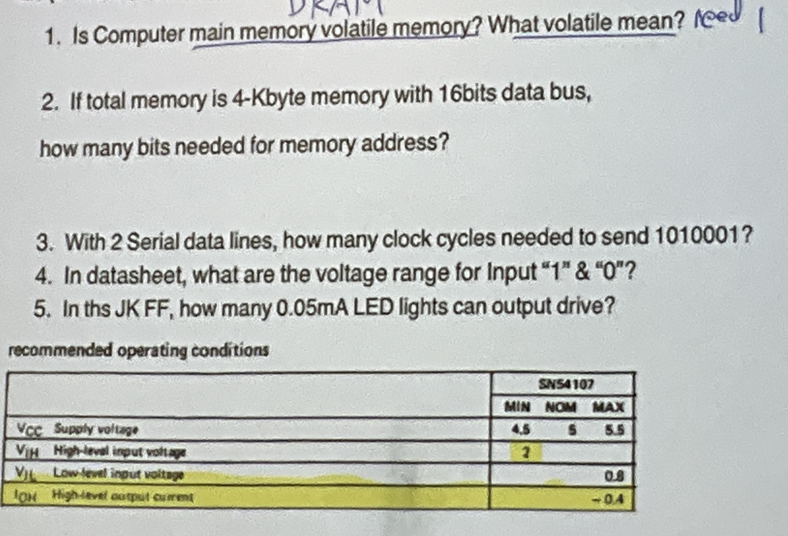 Solved Is Computer main memory volatile memory? What | Chegg.com