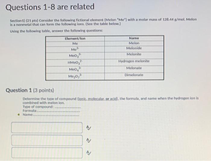 Solved Questions 1-8 are related Section 1) (21 pts) | Chegg.com