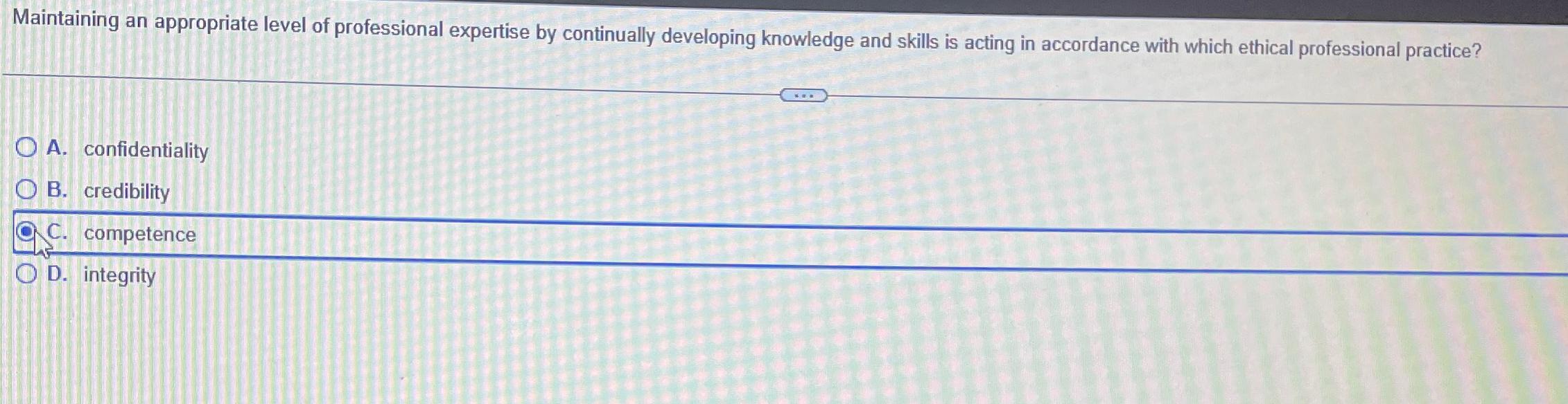 Solved Maintaining an appropriate level of professional | Chegg.com
