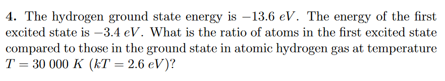 Solved The hydrogen ground state energy is -13.6eV. ﻿The | Chegg.com