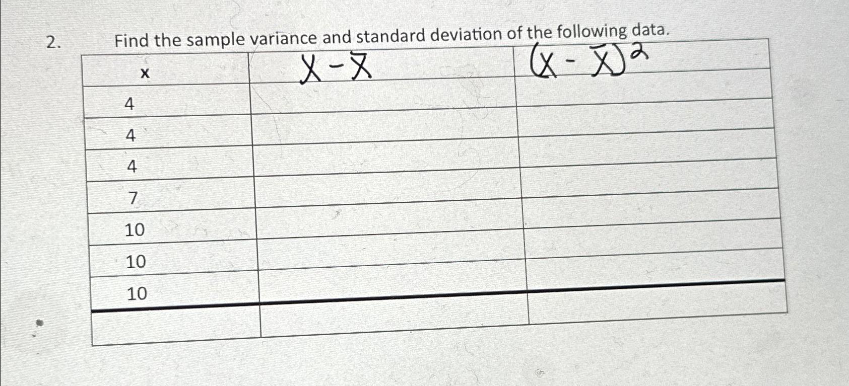 Solved Find the sample variance and standard deviation of | Chegg.com