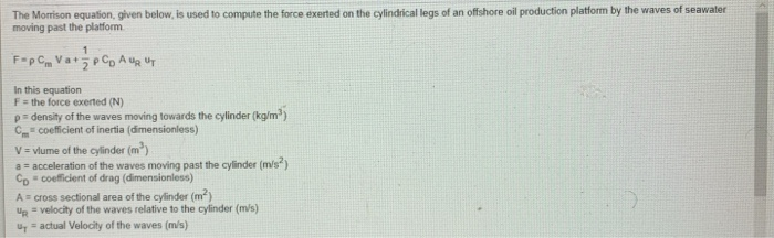 Solved The Morrison equation, given below, is used to | Chegg.com