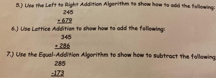 Solved 5.) Use the left to Right Addition Algorithm to show | Chegg.com