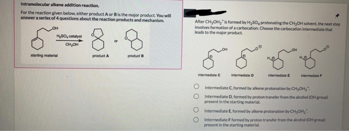 Solved Intramolecular alkene addition reaction For the | Chegg.com