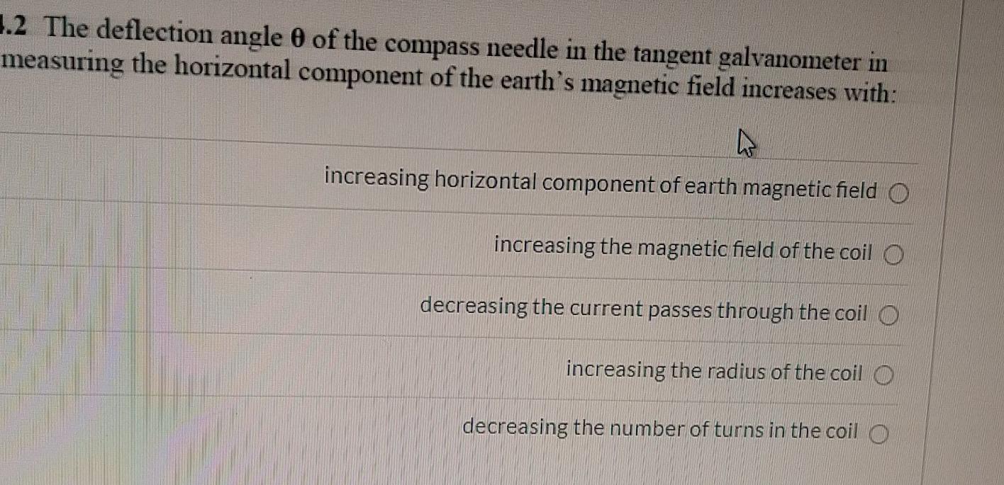 Solved 3.2 The deflection angle of the compass needle in the | Chegg.com