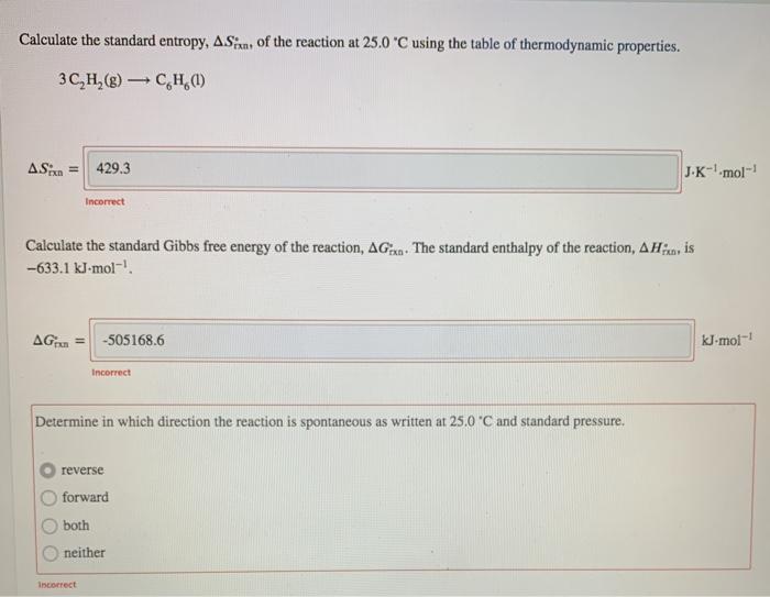 Solved Calculate the standard entropy, ASix of the reaction | Chegg.com